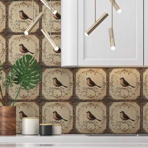 Vintage Bird Design Ceramic Tile - Ceramic Tiles With Birds - Bird ...
