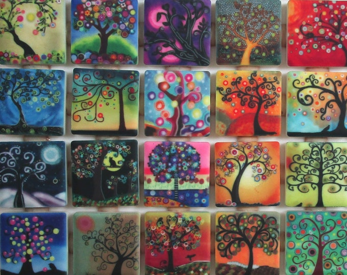 Ceramic Mosaic Tiles Funky Trees Tree Art Designs Mosaic | Etsy