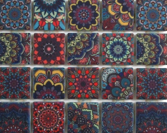 Mixed Mosaic Tiles Patchwork Ceramic Mosaic Tiles Aqua Blue Medallions ...
