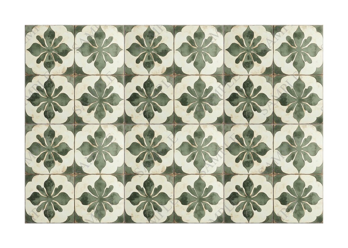 Green Patterned Ceramic Tile Unique Patterned Green Kitchen 7645