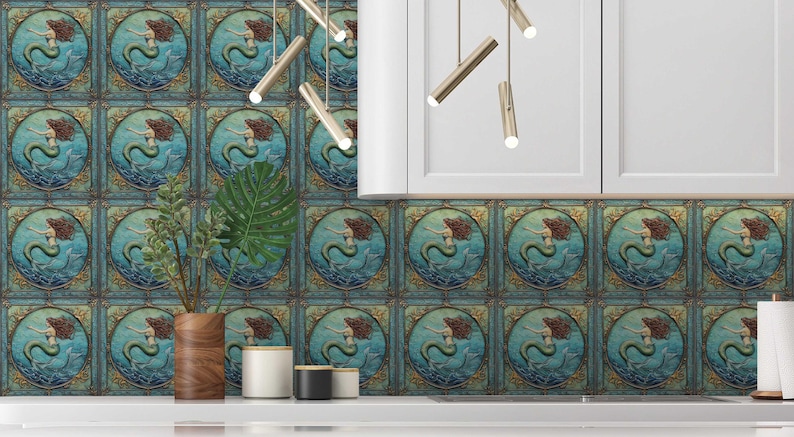 Mermaid Design Ceramic Tile - Mermaid Home Decor Tile - Mermaid Accent ...