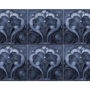 Ceramic Tile Dark Blue Vintage Art Deco Design - Art Deco Kitchen ...
