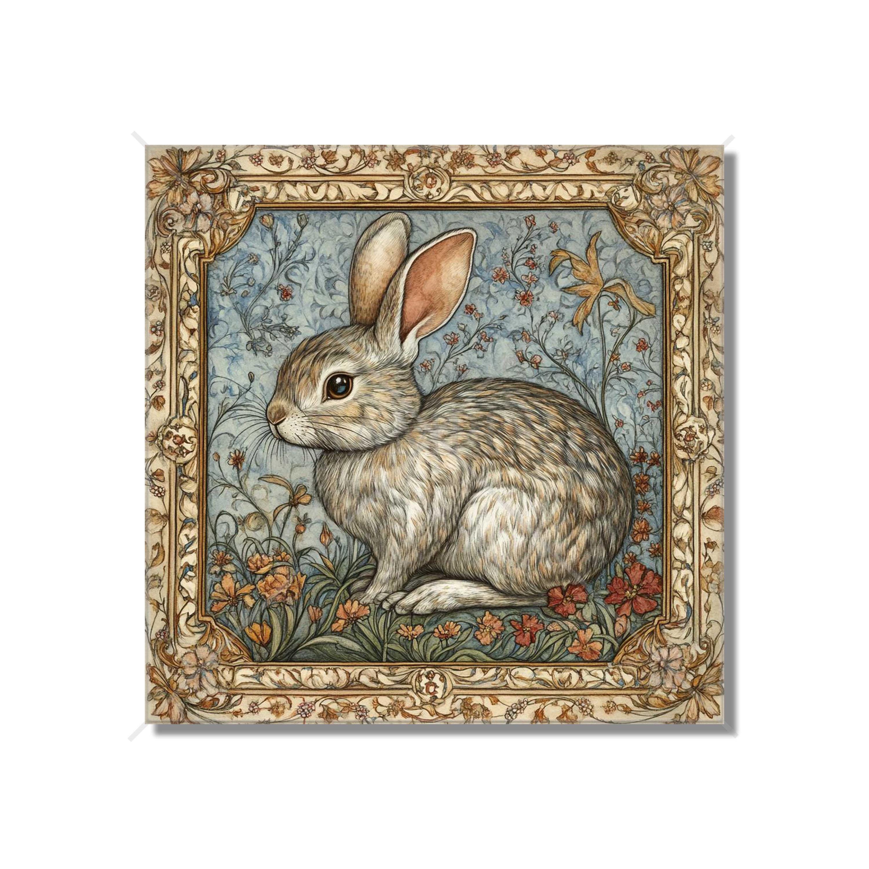 William Morris Vintage Rabbit Ceramic Tile - Patterned Rabbit Ceramic ...