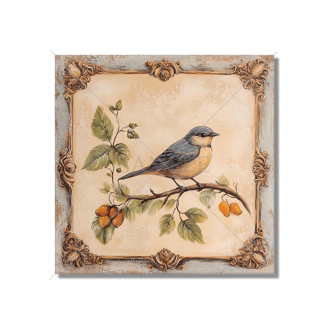 Vintage Bird Design Ceramic Tile - Ceramic Tiles With Birds - Bird ...