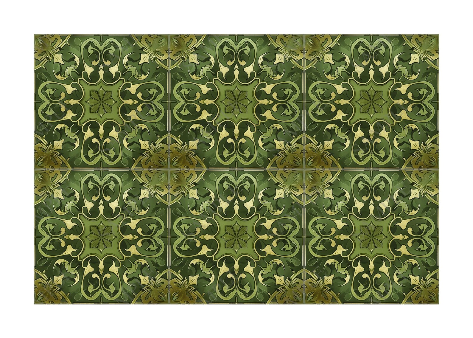 Green Ceramic Tile - Vintage Moroccan Tile Design - Green Kitchen ...