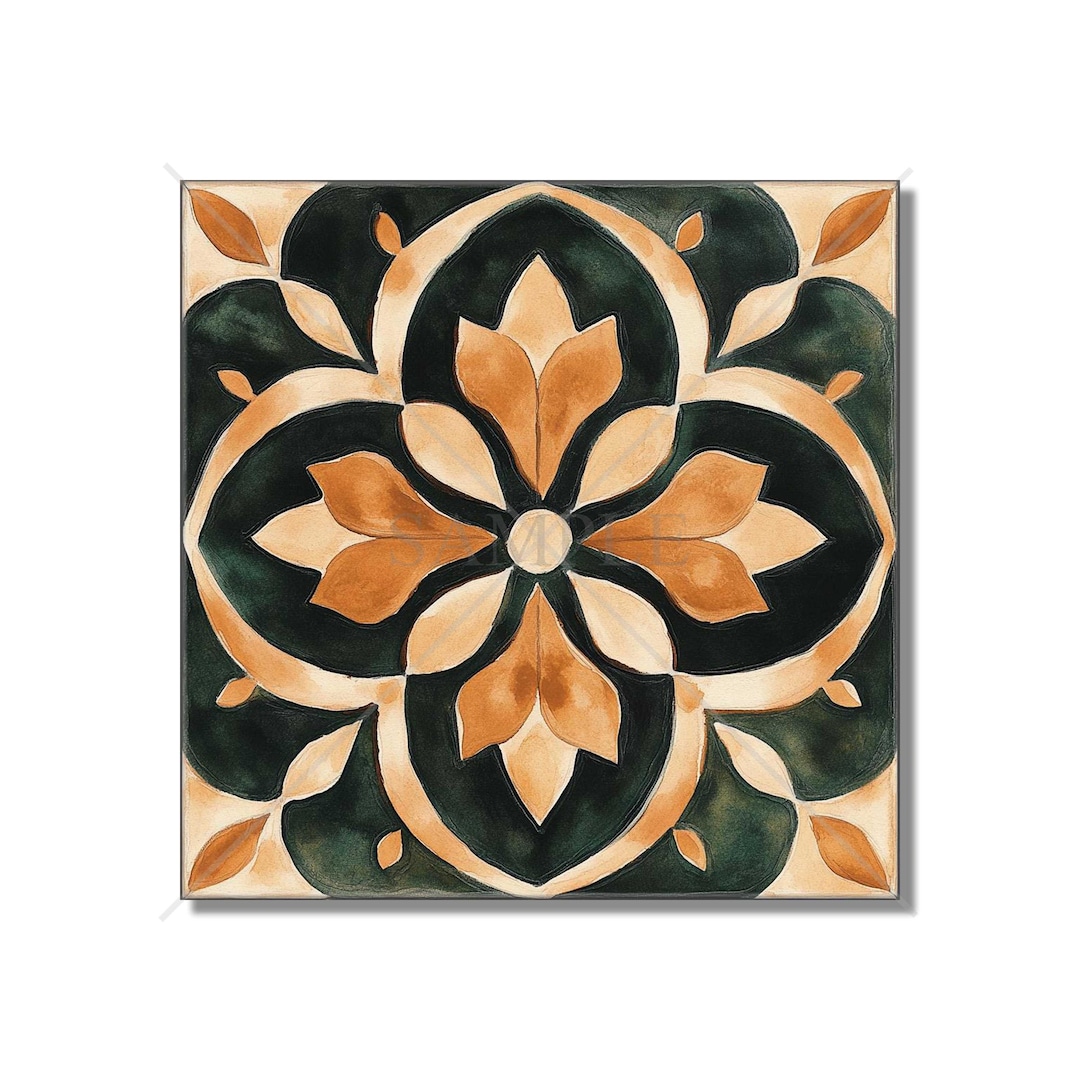 Dark Green Terra Cotta Ceramic Tile - Vintage Moroccan Tile Design ...