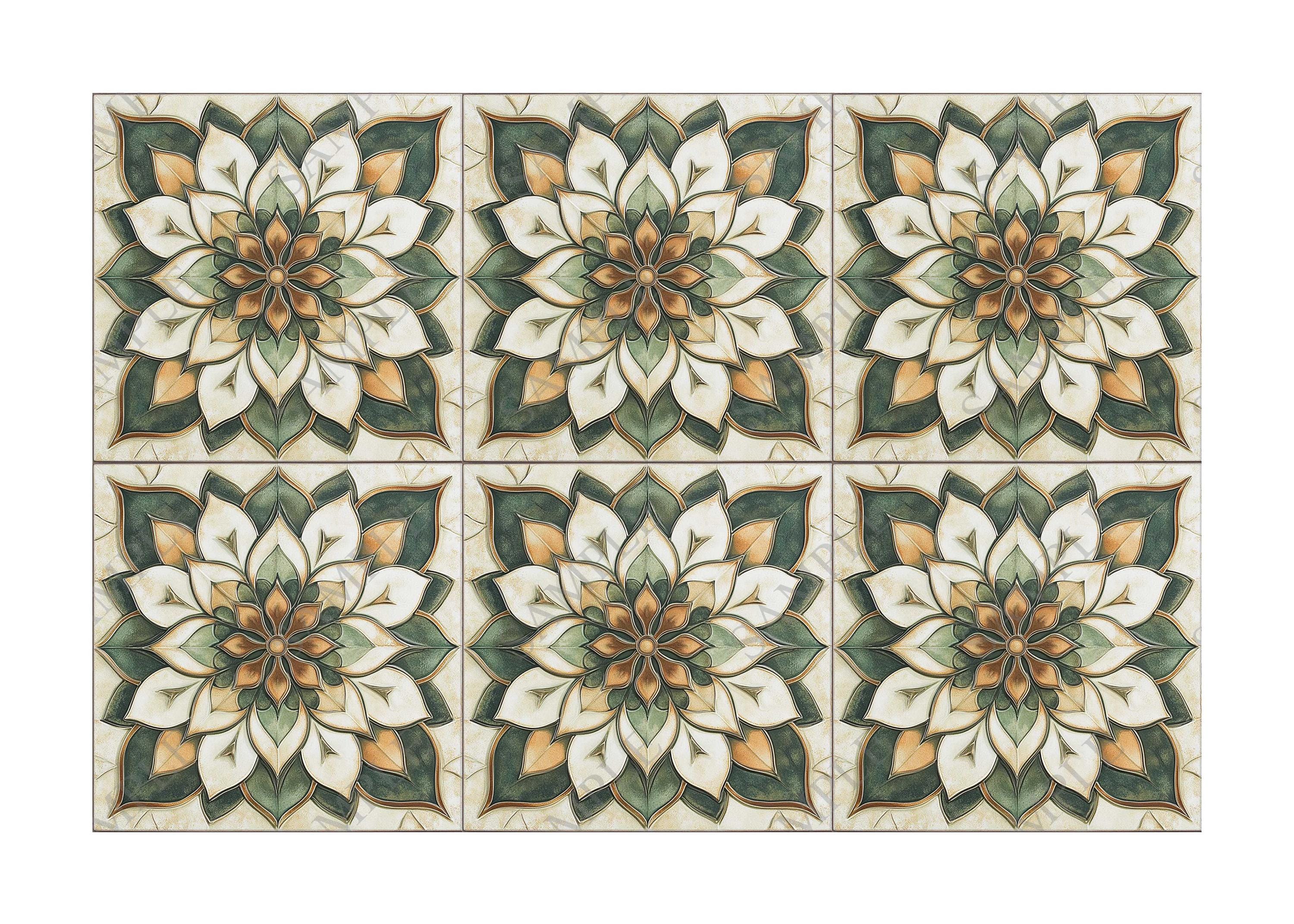 Beige Green Copper Ceramic Tile Vintage Aged Design Tile - Unique Green ...