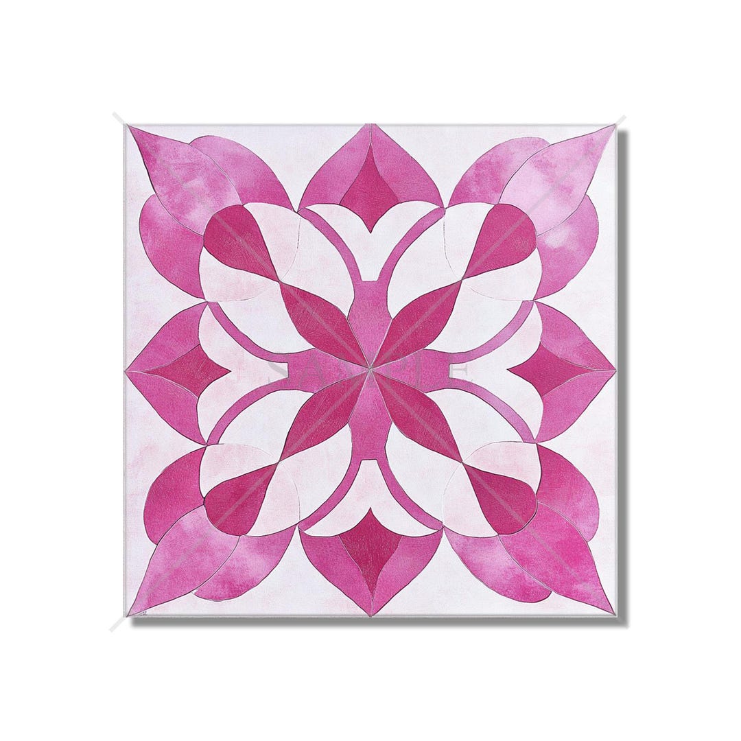 Pink Patterned Ceramic Tile - Pink Kitchen Backsplash Tile - Vintage ...