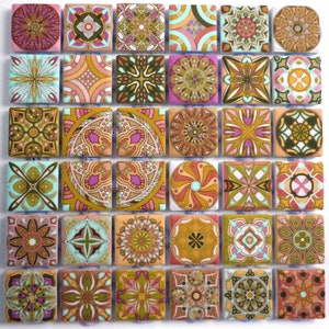 Ceramic Mosaic Tiles - Boh Mixed Medallions Orange Pink Mixed Mosaic ...