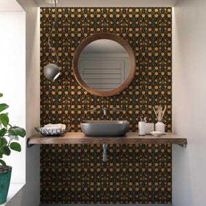 Orange and Green Floral Ceramic Tile - Vintage French Floral Design ...