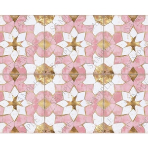 Pink Geometric Ceramic Tile Pink and White Kitchen Backsplash Tile ...