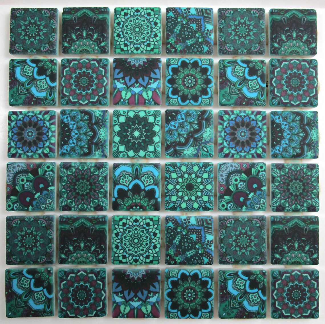 Ceramic Mosaic Tiles Blue Green Teal Medallions Moroccan - Etsy