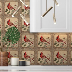 Vintage Bird Design Ceramic Tile - Ceramic Tiles With Birds Cardinal ...