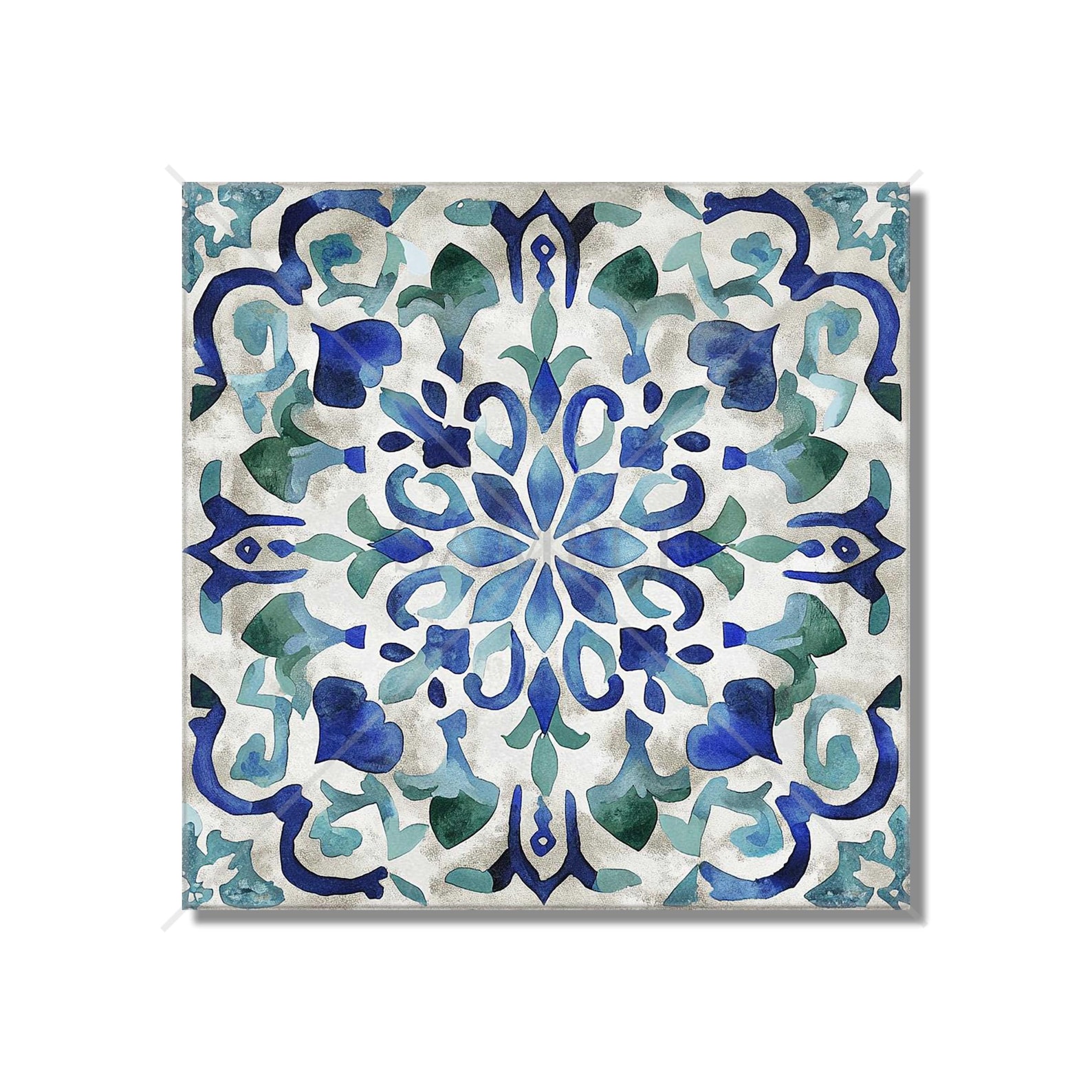 Blue Green Patterned Ceramic Tile - Vintage Moroccan Tile Design ...