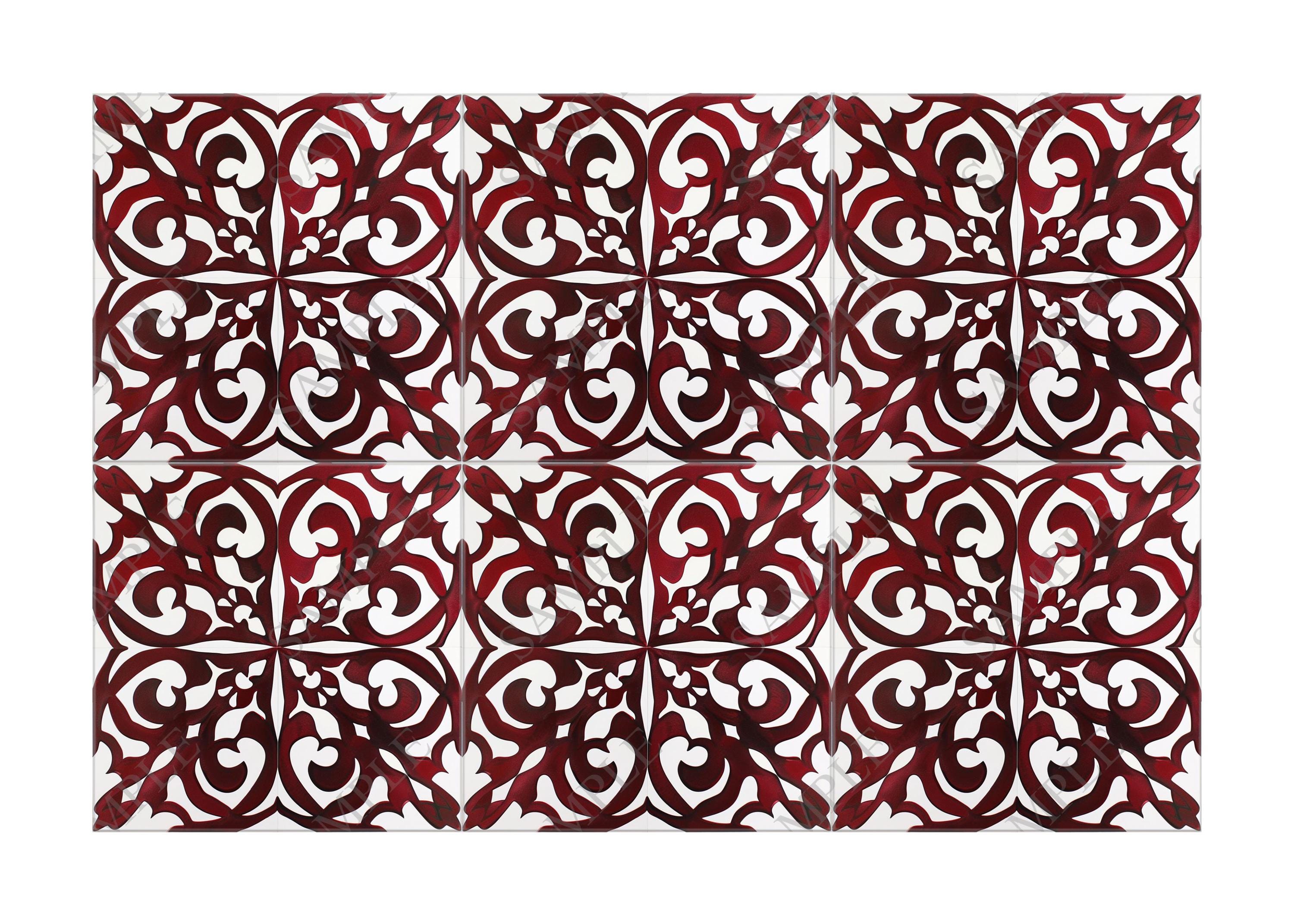 Dark Red Wine Patterned Ceramic Tile - Red Kitchen Backsplash Tile ...