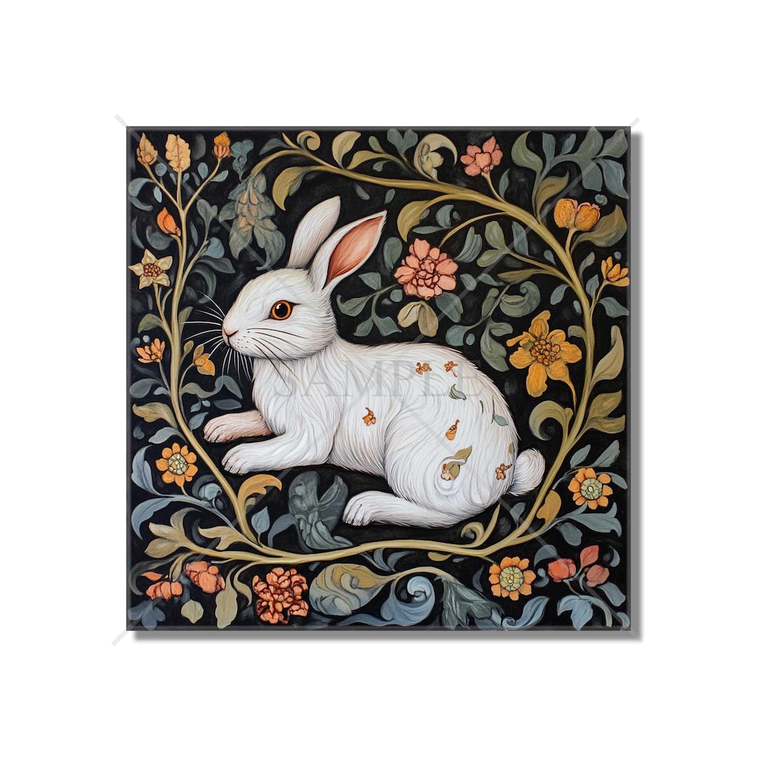 White Rabbit Ceramic Tile Woodland Rabbit Ceramic Tile William Morris ...