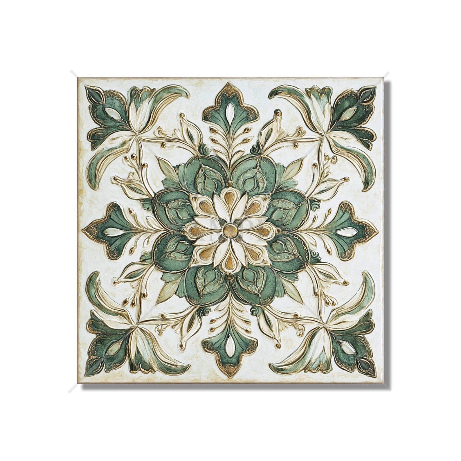 Green Ceramic Tile Vintage Design Tile - Unique Green Kitchen ...