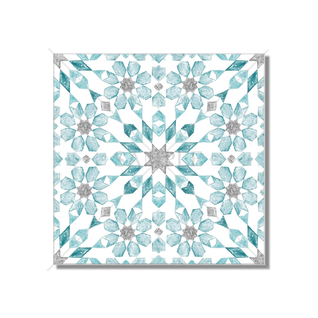 Blue Gray White Patterned Ceramic Tile - Vintage Moroccan Tile Design ...