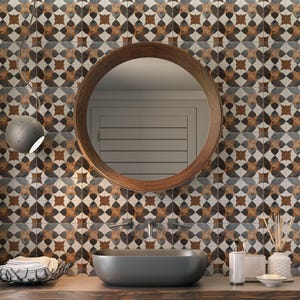 Unique Patterned Ceramic Tile - Rust Copper Black Kitchen Backsplash ...