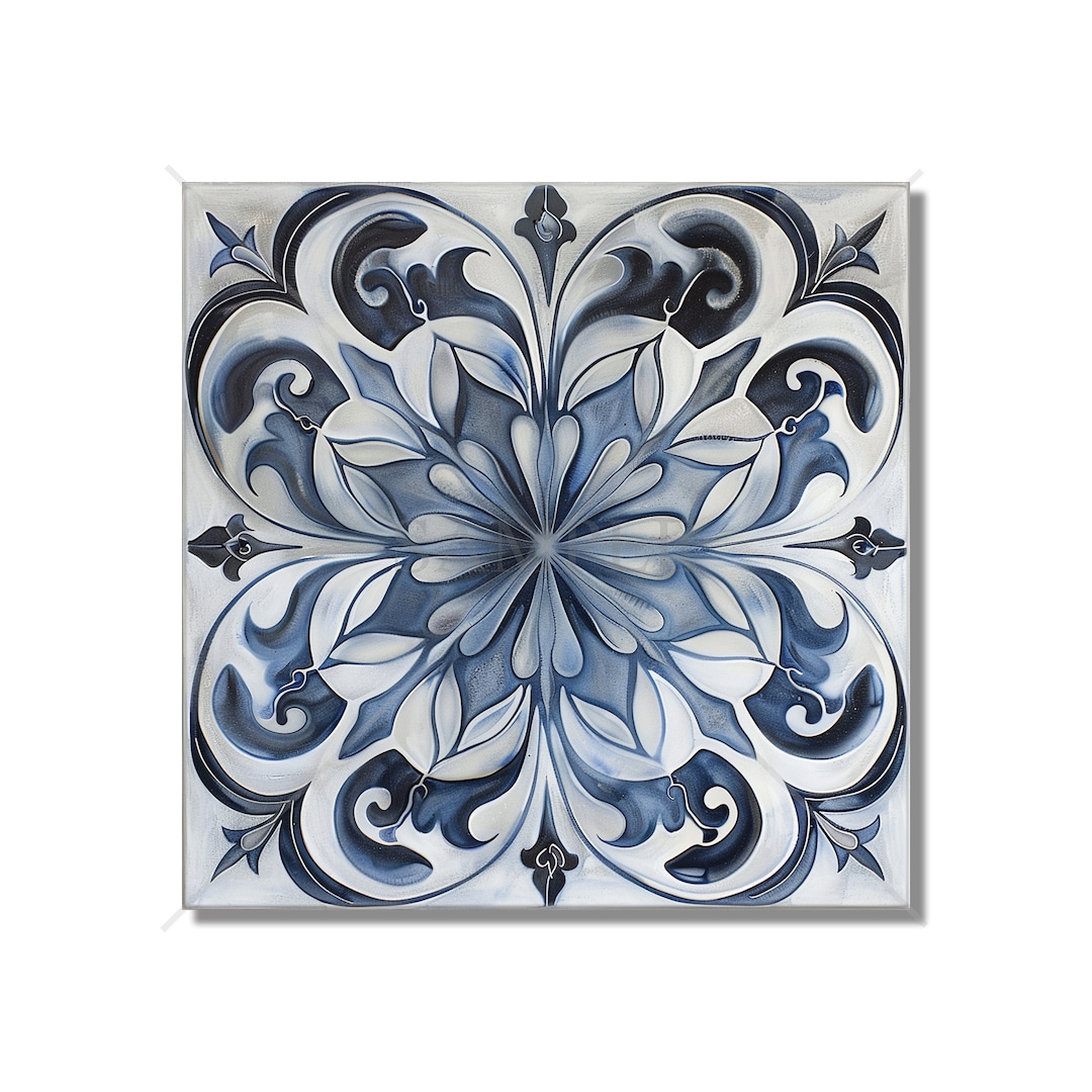 Blue White Grey Ceramic Tile - Vintage Moroccan Tile Design - Kitchen ...