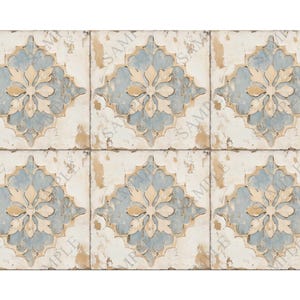 Aged Blue Beige Ceramic Tile Vintage Aged Design Tile - Unique ...