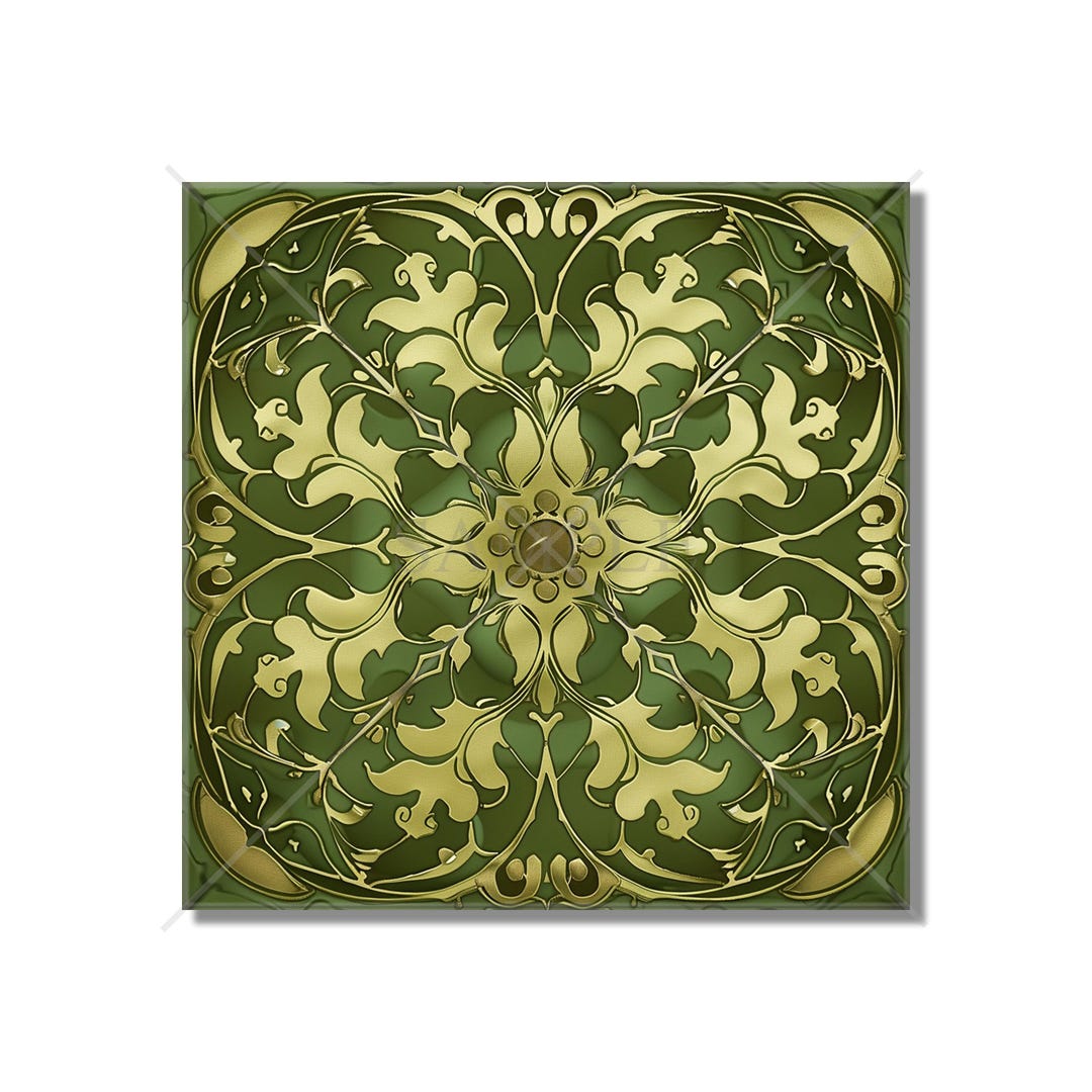 Green Ceramic Tile Vintage Moroccan Tile Design Green Kitchen ...