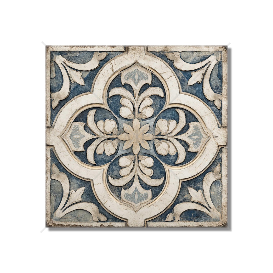 Antique Blue Beige Ceramic Tile Patterned Backsplash Tiles Vintage ...