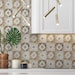 Vintage Neutral Tones Ceramic Tile Unique Patterned Kitchen Backsplash ...