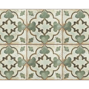 Ceramic Tile Sage Green Patterned Vintage Design Kitchen Backsplash ...