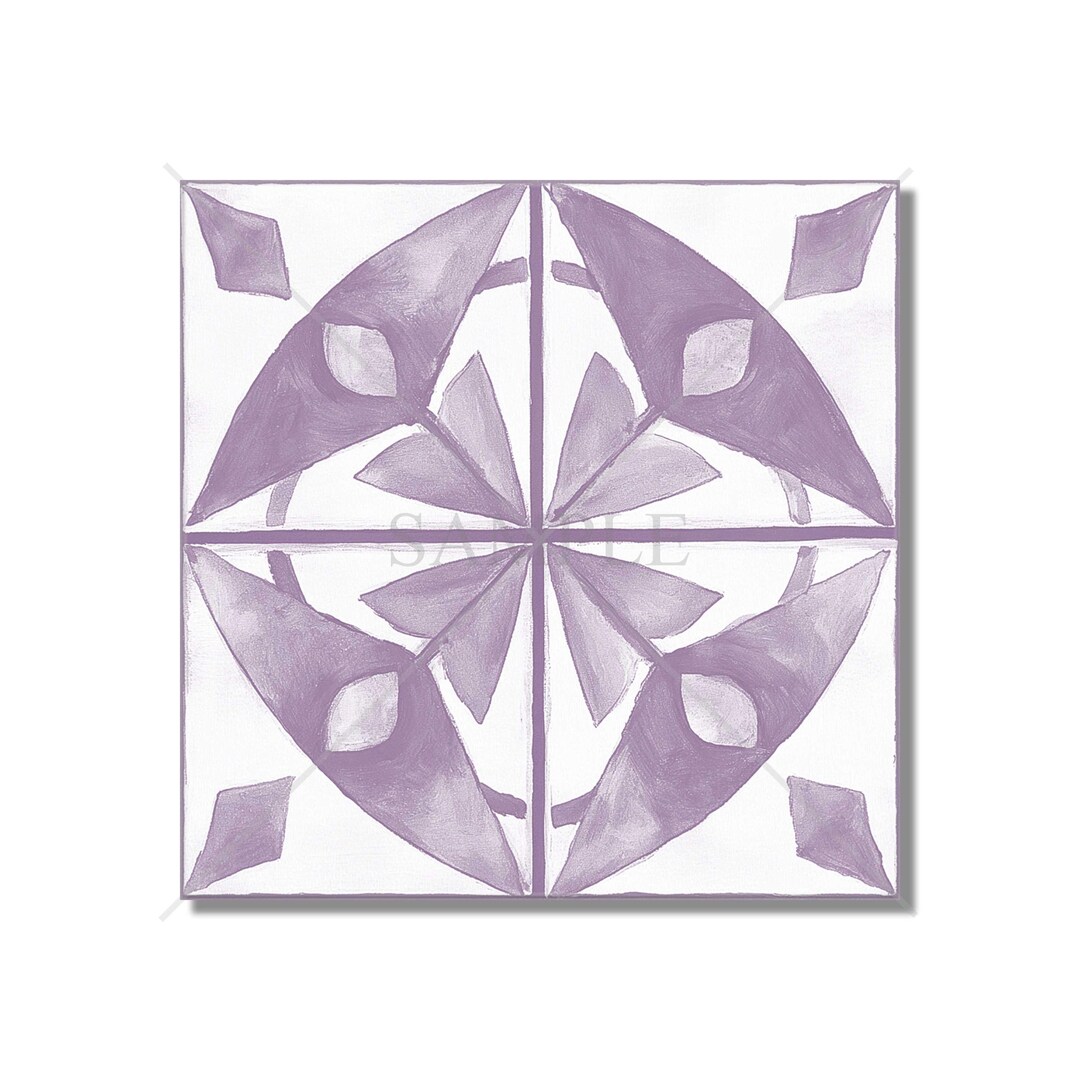 Purple and White Geometric Design Ceramic Tile - Unique Purple Kitchen ...