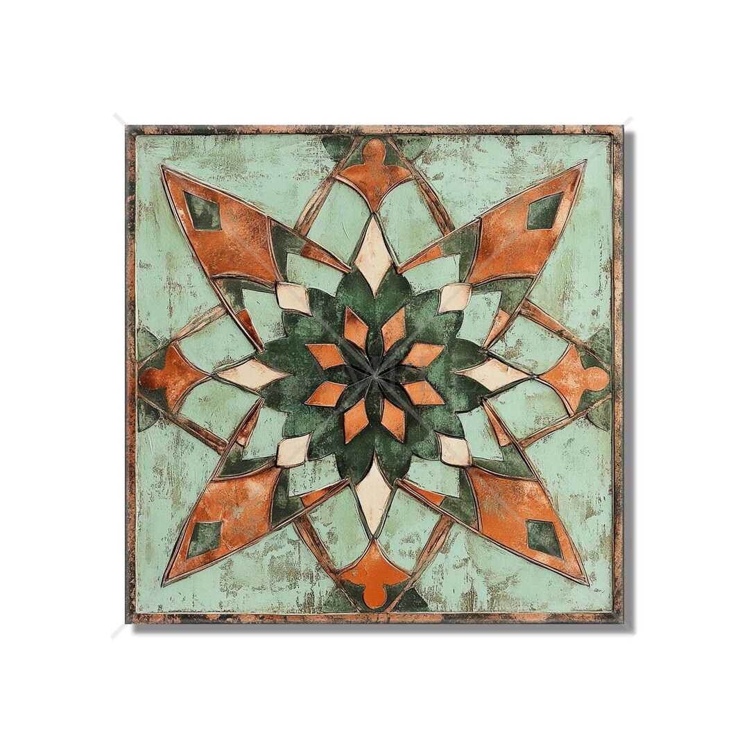 Green Copper Ceramic Tile - Vintage Aged Design Tile - Unique Green ...