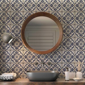 Ceramic Tile Blue Grey Patterned Vintage Design Kitchen Backsplash ...