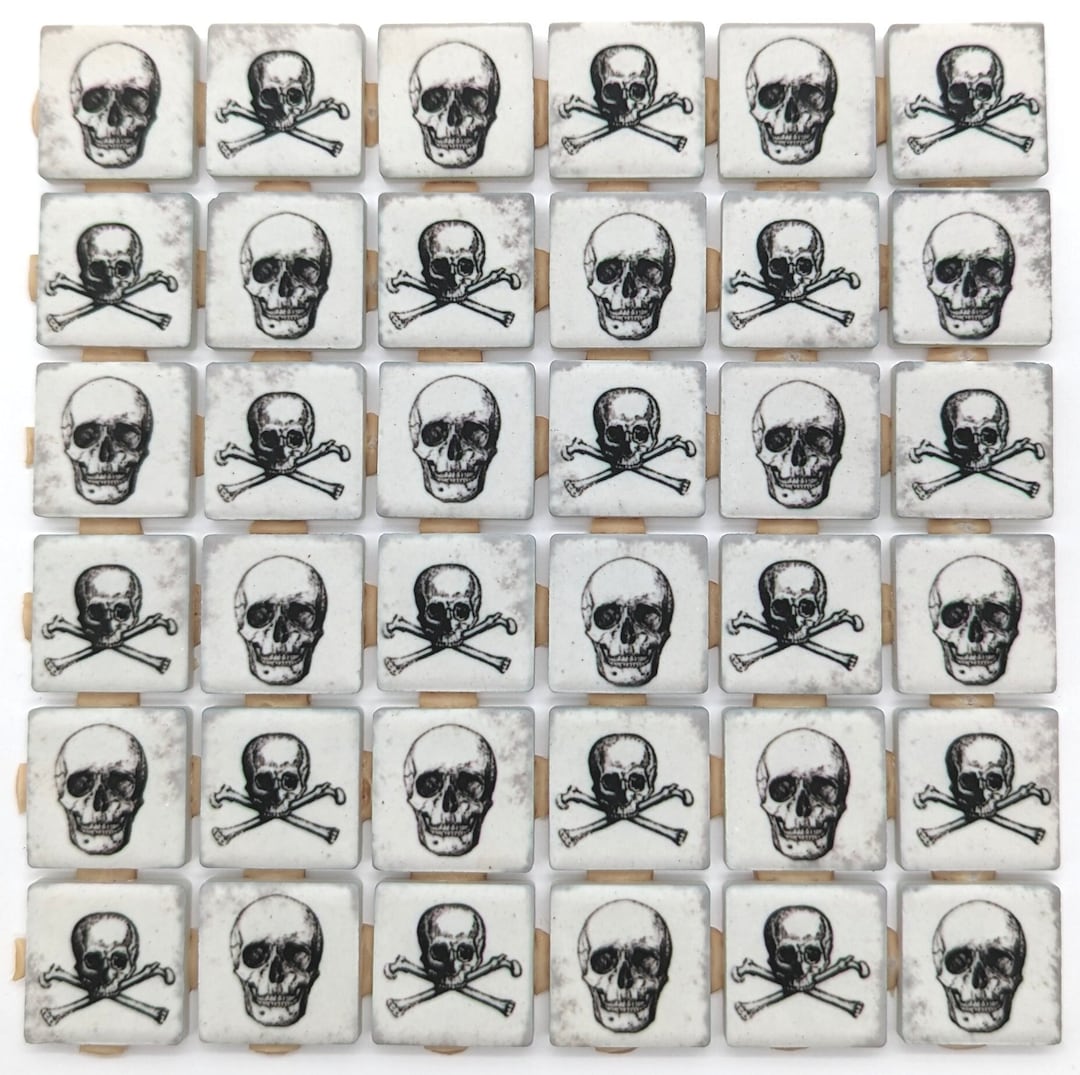 Skull and Crossbones Mosaic Tile Pieces - Ceramic Mosaic Tiles - Mosaic ...