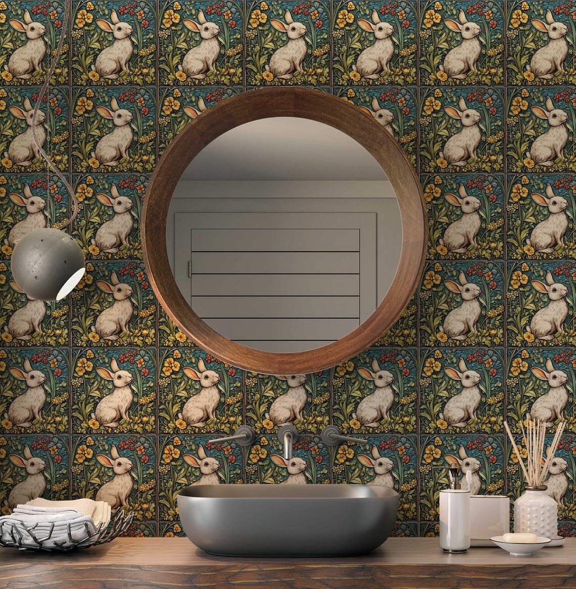 William Morris Vintage Rabbit Tile Decorative Rabbit Ceramic Tile ...