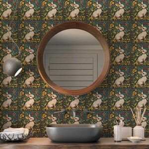 William Morris Vintage Rabbit Tile Decorative Rabbit Ceramic Tile ...