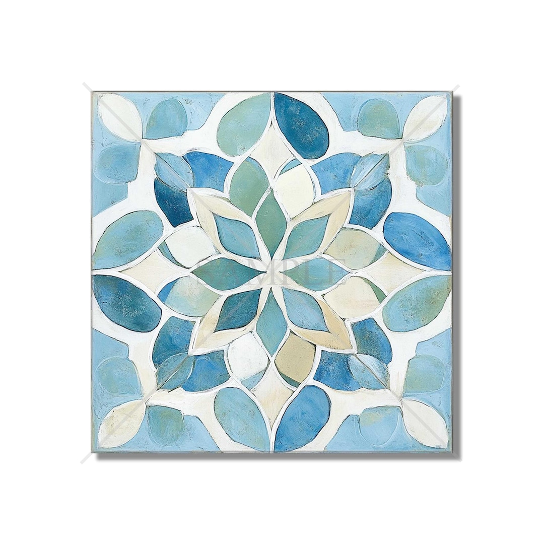 Light Blue and Green Ceramic Tile - Vintage Moroccan Design Blue ...