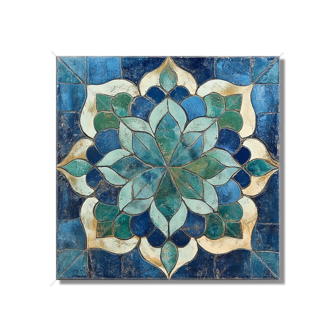 Blue Green Turquoise Ceramic Tile - Vintage Moroccan Tile Design ...