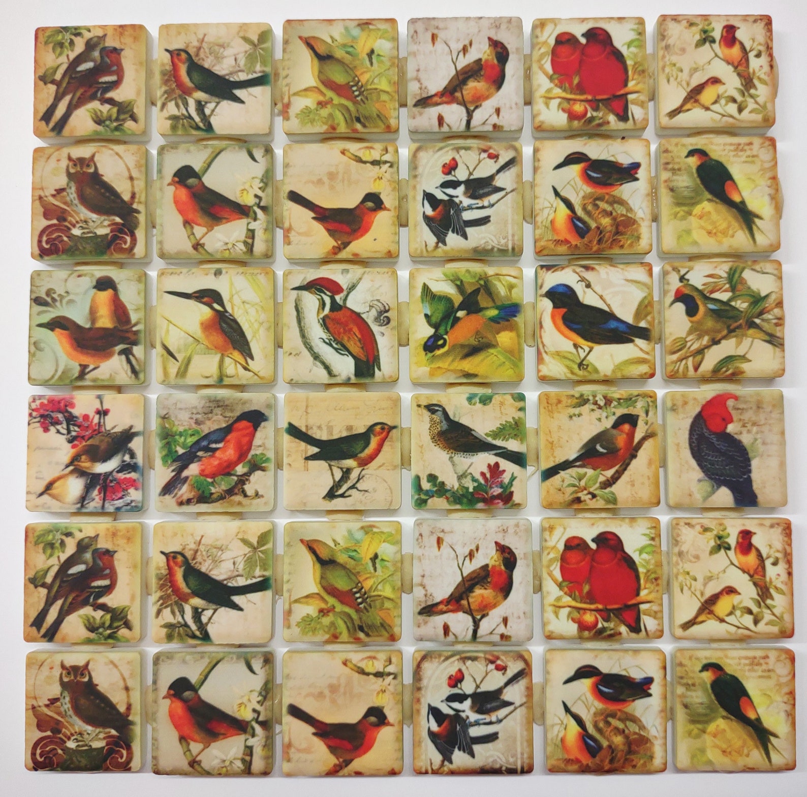 Vintage Birds Designs Mixed Mosaic Tile Pieces Ceramic - Etsy