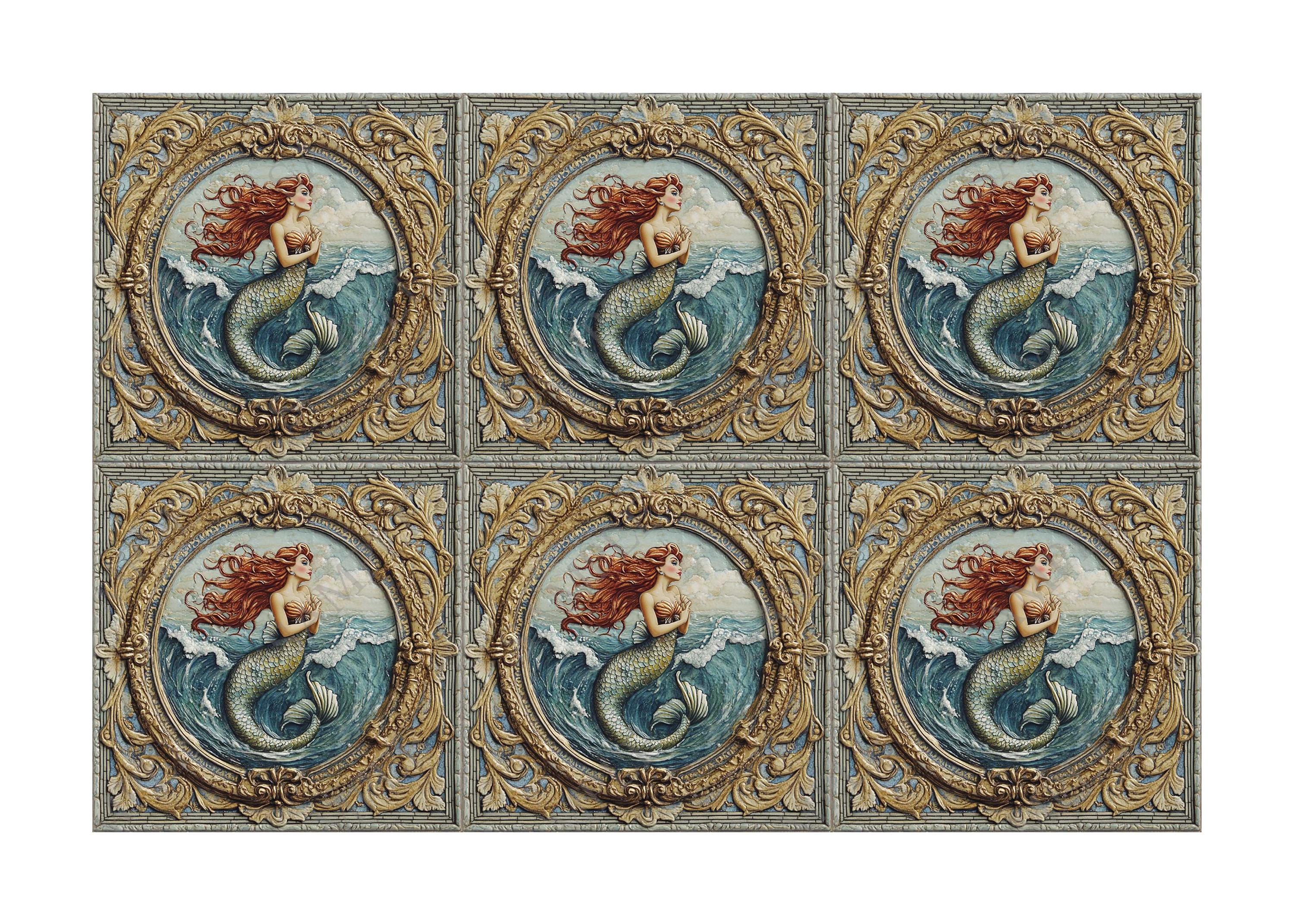 Mermaid Design Ceramic Tile - Mermaid Home Decor Tile - Mermaid Accent ...