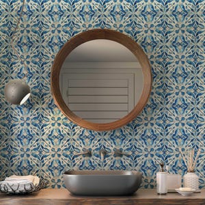 Blue and Beige Ceramic Tile - Blue Unique Kitchen Backsplash Tile ...