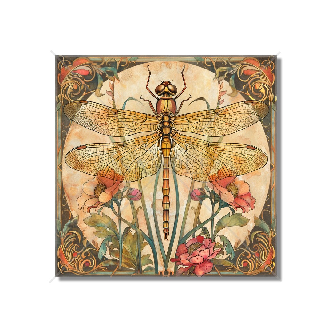 Vintage Dragonfly Design Ceramic Tile - Kitchen Backsplash Tile ...