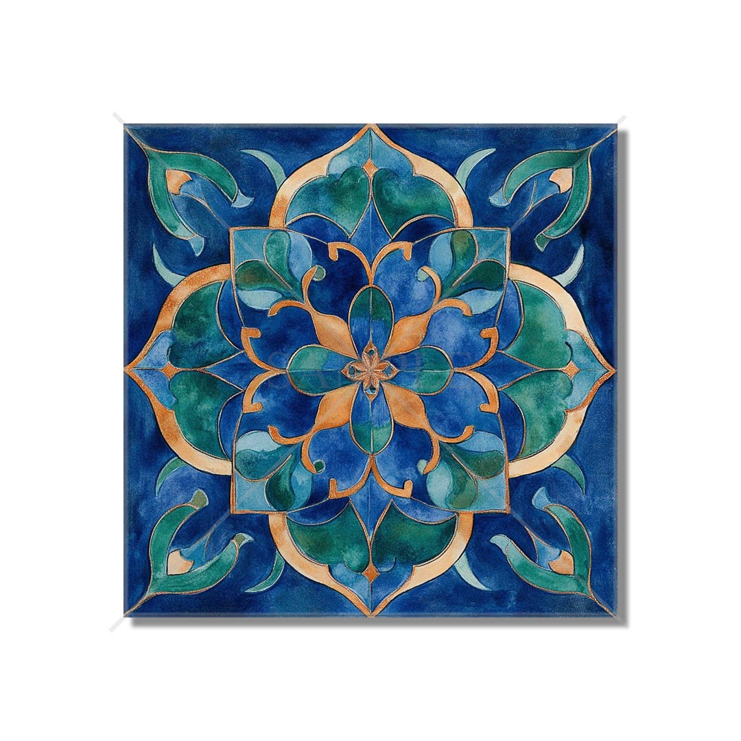 Blue and Green Ceramic Tile - Patterned Kitchen Backsplash Tile - Blue ...