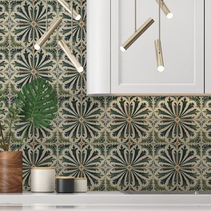 Green Beige Ceramic Tile - Vintage Moroccan Tile Design - Kitchen ...
