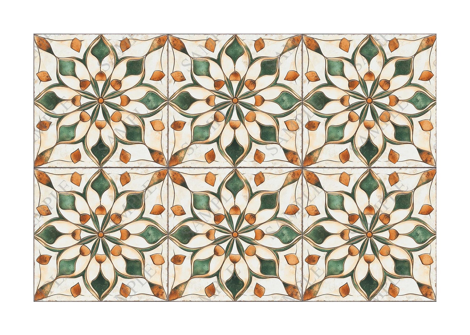 Aged Green Copper Ceramic Tile - Vintage Aged Design Tile - Unique ...