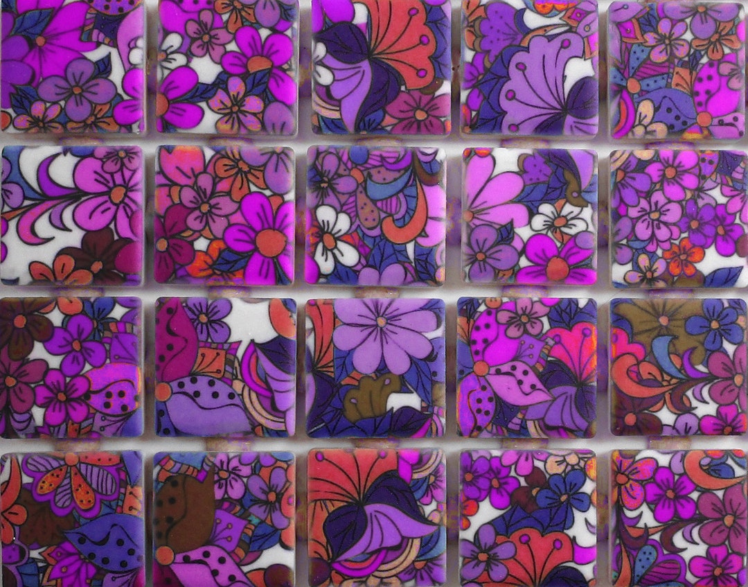 Ceramic Mosaic Tiles - Bright Colors Flowers Floral Art Mosaic Tile ...