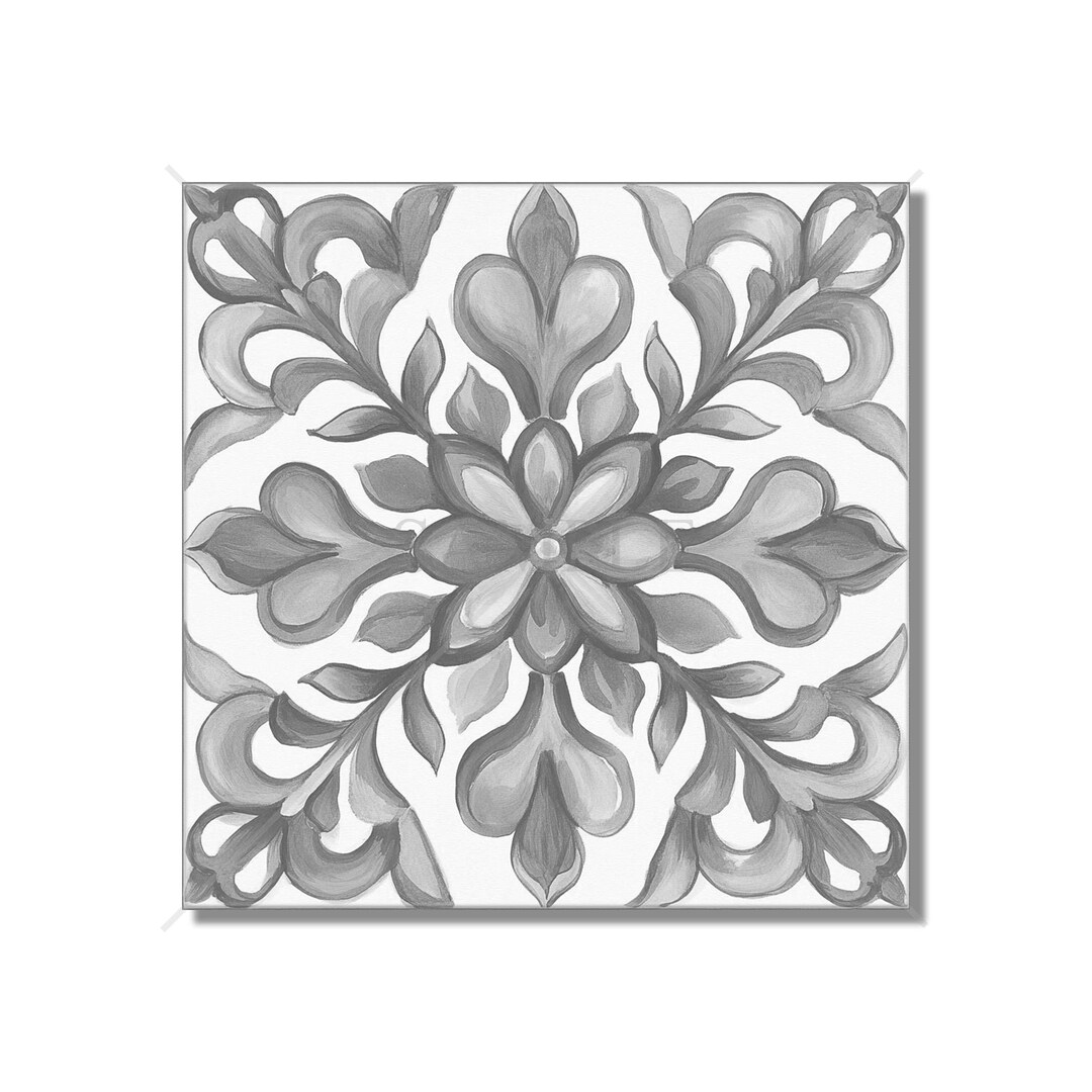 Gray and White Patterned Ceramic Tile Vintage Design Grey Ceramic Tile ...