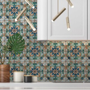 Mint Green Blue Copper Ceramic Tile - Vintage Moroccan Tile Design ...