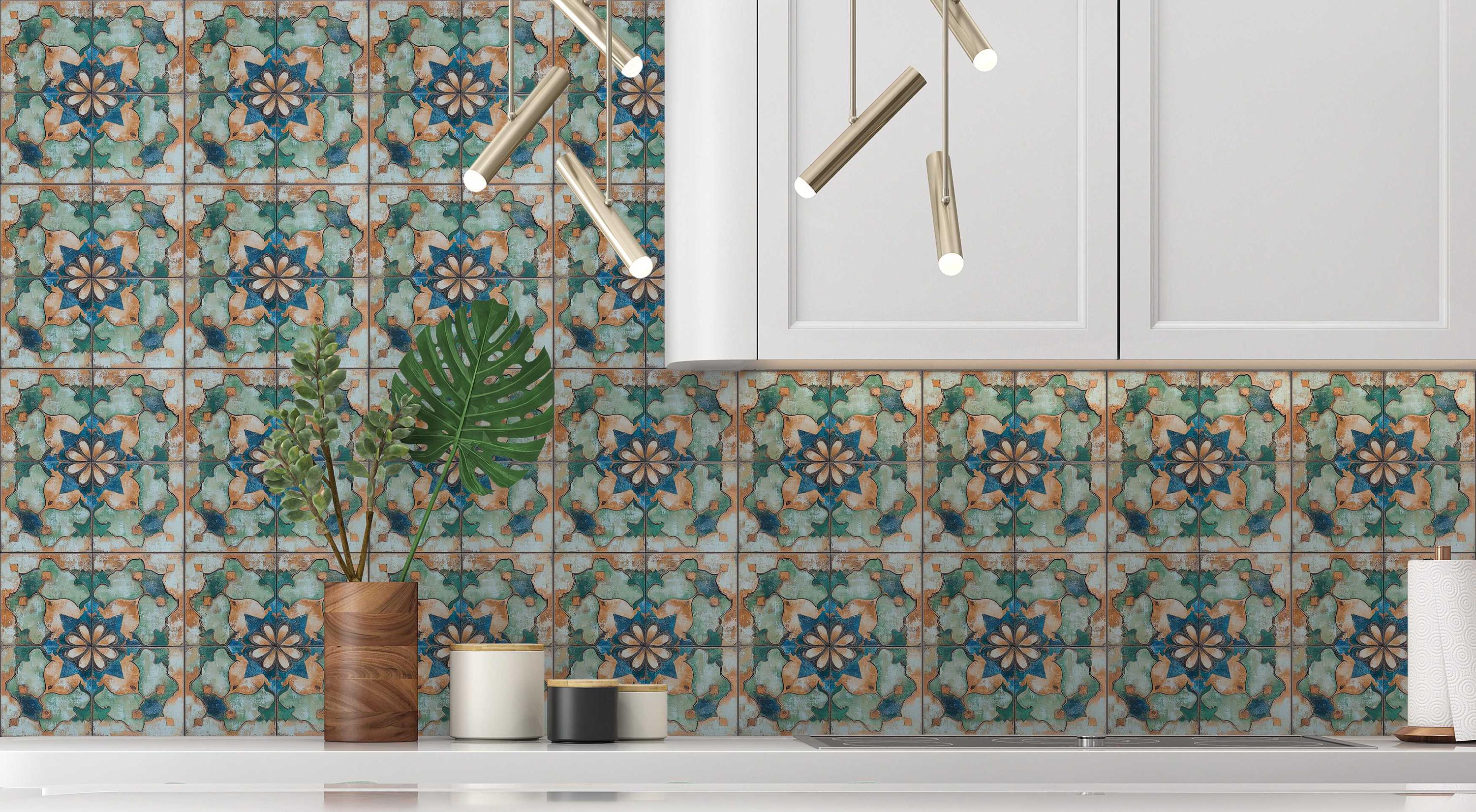 Mint Green Blue Copper Ceramic Tile - Vintage Moroccan Tile Design ...