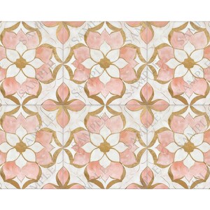 Pink Ceramic Tiles Kitchen Backsplash Pink and White Patterned Tile ...