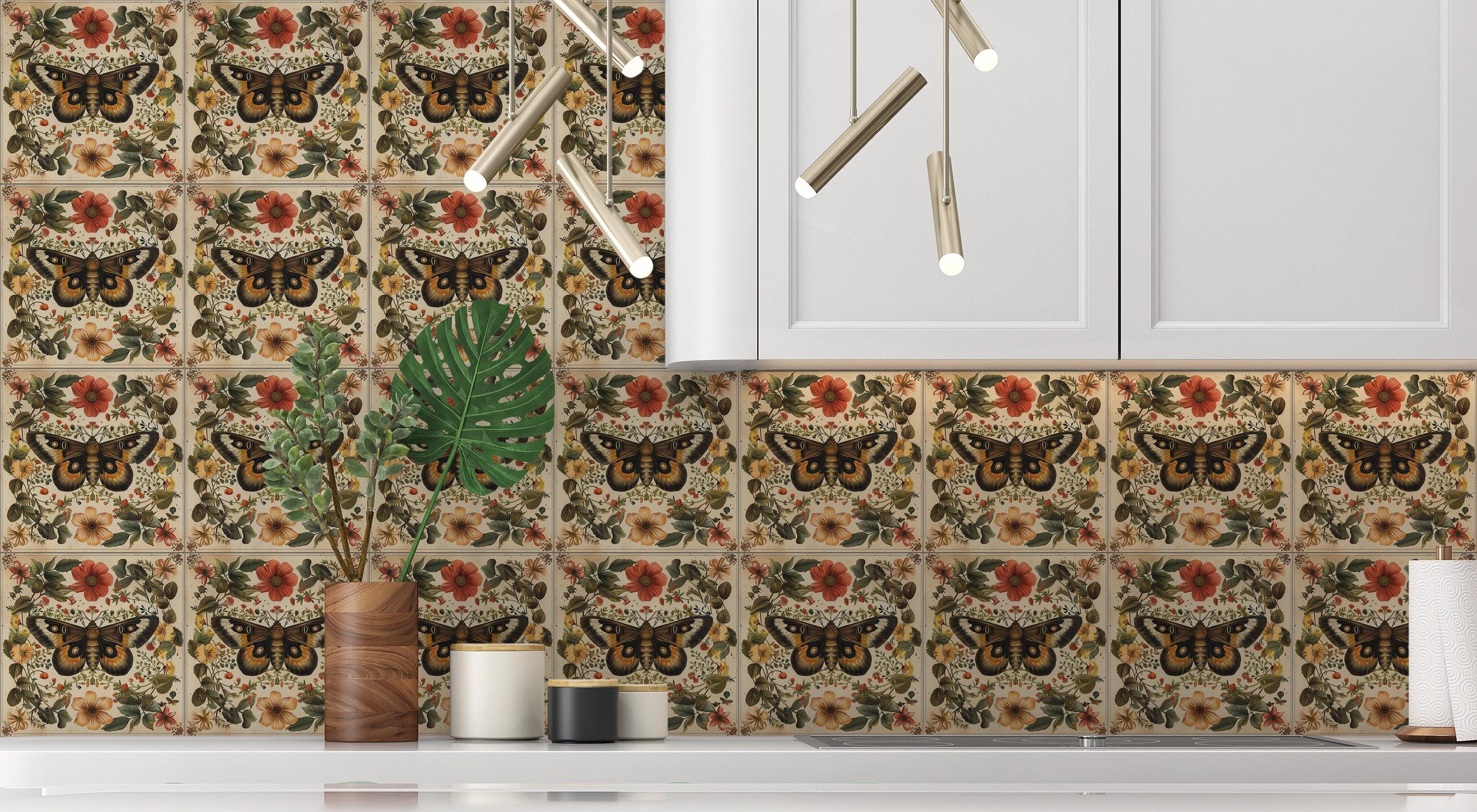 Vintage Butterfly Design Ceramic Tile - Kitchen Backsplash Tile ...